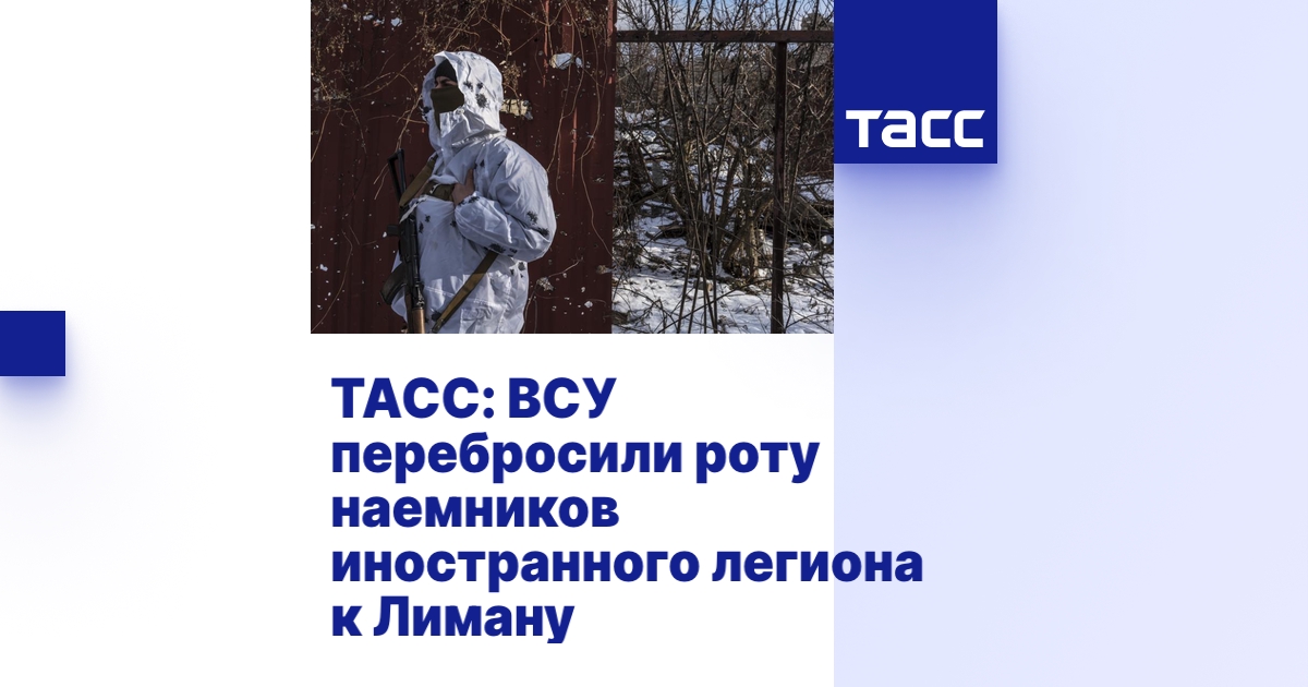 ТАСС: ВСУ перебросили роту наемников иностранного легиона к Лиману