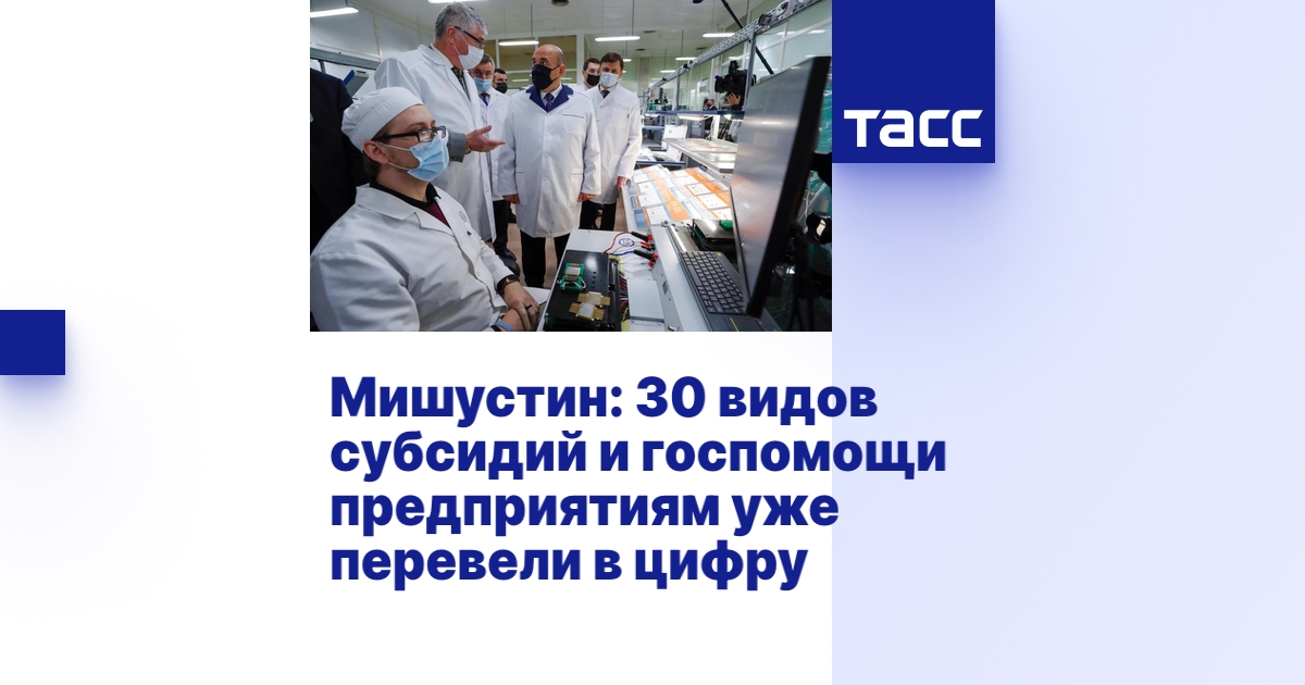 Мишустин: 30 видов субсидий и госпомощи предприятиям уже перевели в ...