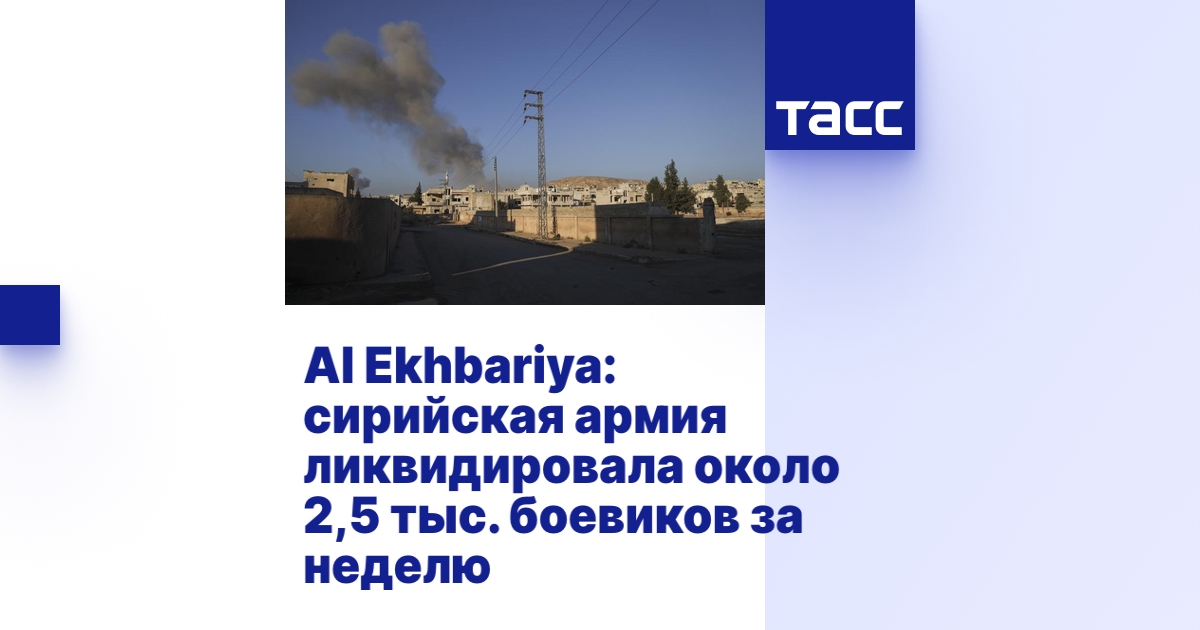 Al Ekhbariya: сирийская армия ликвидировала около 2,5 тыс. боевиков за ...
